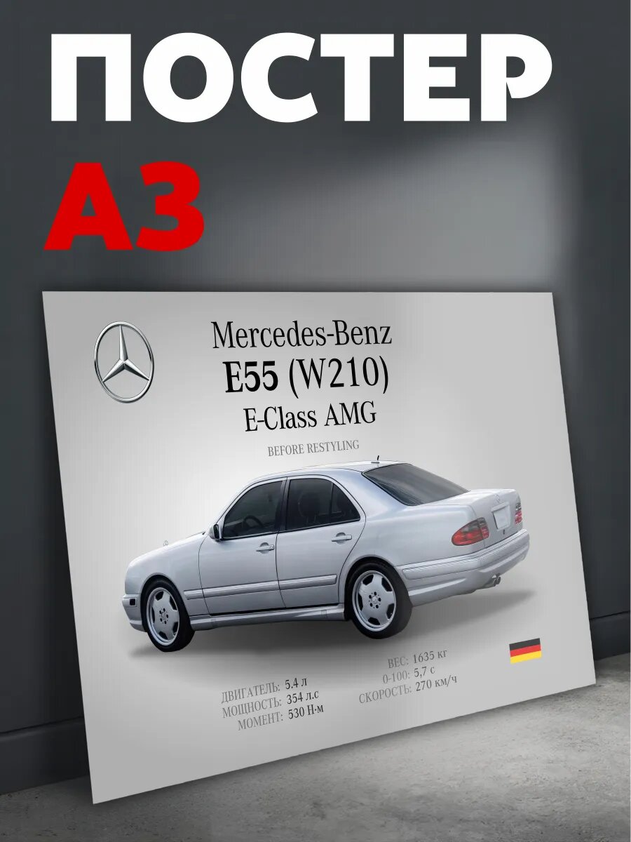 Постер на стену Mercedes-Benz E55 E-Class AMG плакат А3