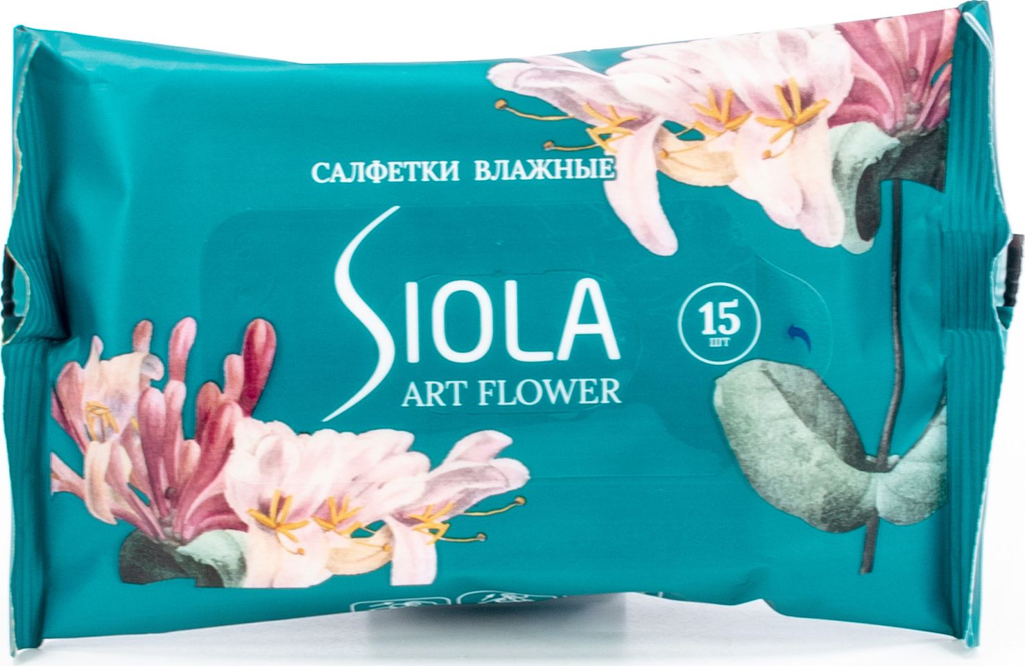 Салфетки влажные Siola / Сиола Art Flower универсальные для рук и тела с экстрактом алоэ вера, 15шт. в упаковке / уход за лицом и телом