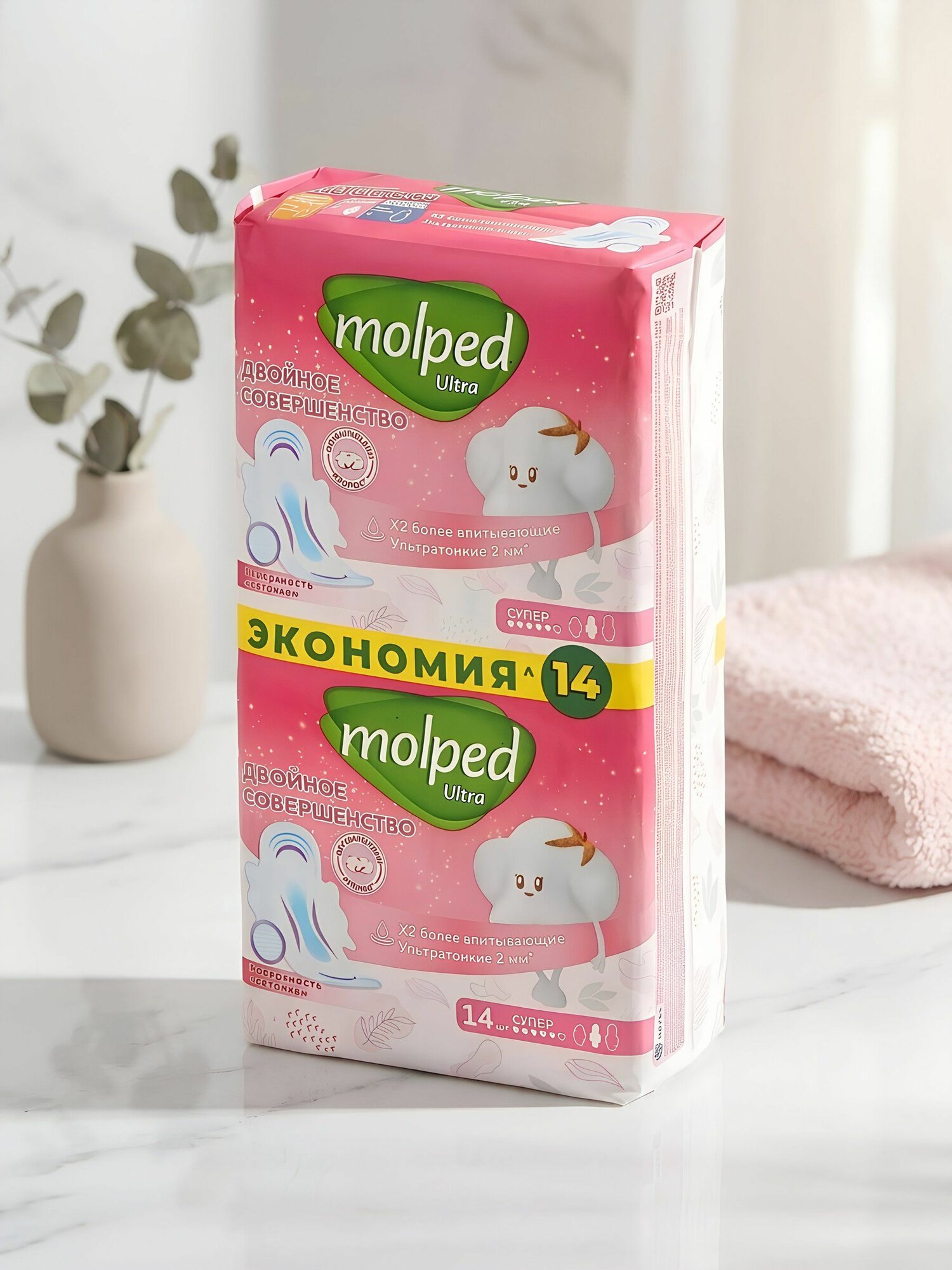 Molped, Прокладки женские, 14 шт, Ultra Long