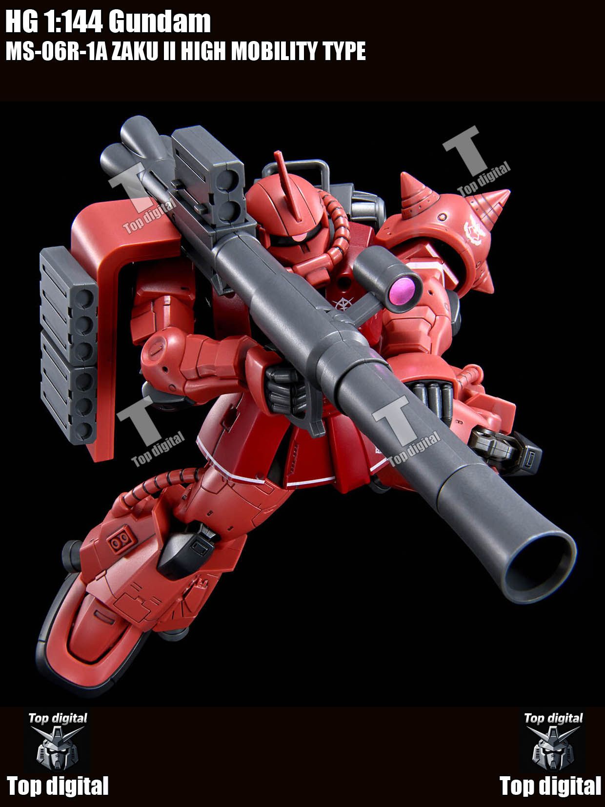 Собранная модель HG 1:144 Gundam MS-06R-1A ZAKU 2 HIGH MOBILITY TYPE, Высококачественная модель, Поставляется с бесплатными наклейками и кронштейнами