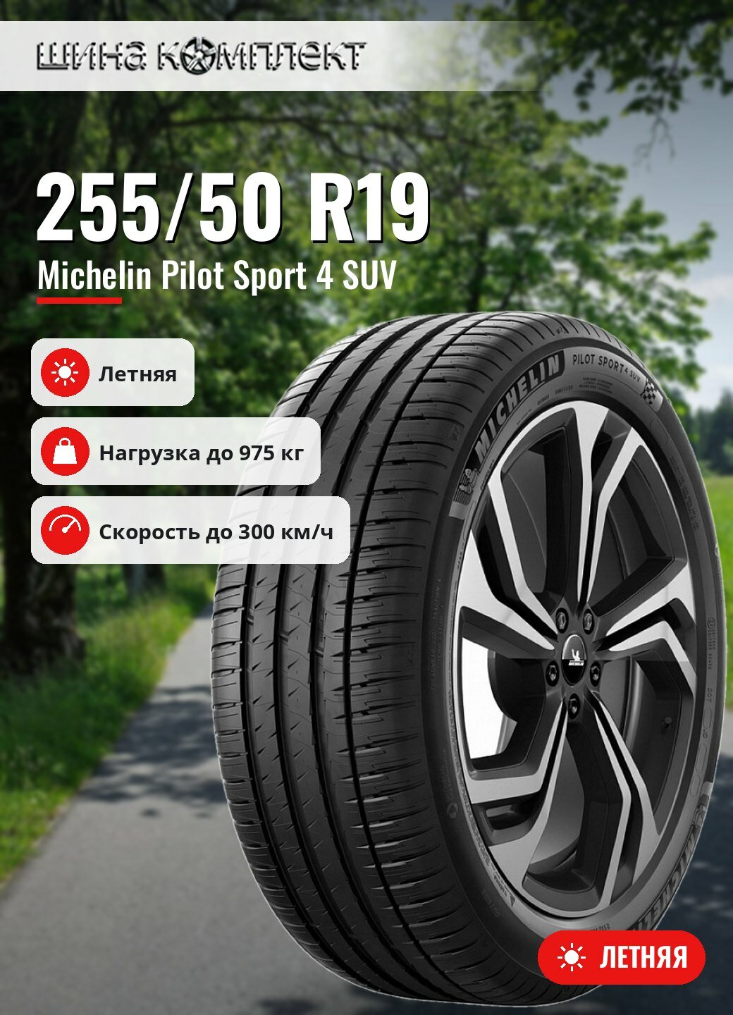 Автомобильная шина Michelin Pilot Sport 4 SUV 255/50 R19 107Y летняя для легкового автомобиля