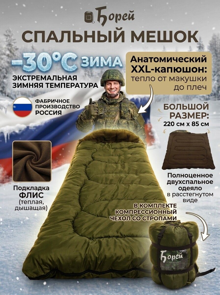Спальник туристический мешок до -30С со стропами
