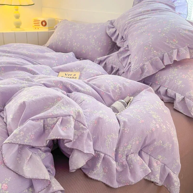 Bonenjoy кружевной пододеяльник из полиэстера Фиолетовый, 200x230cm 3pcs set, wanxingzi