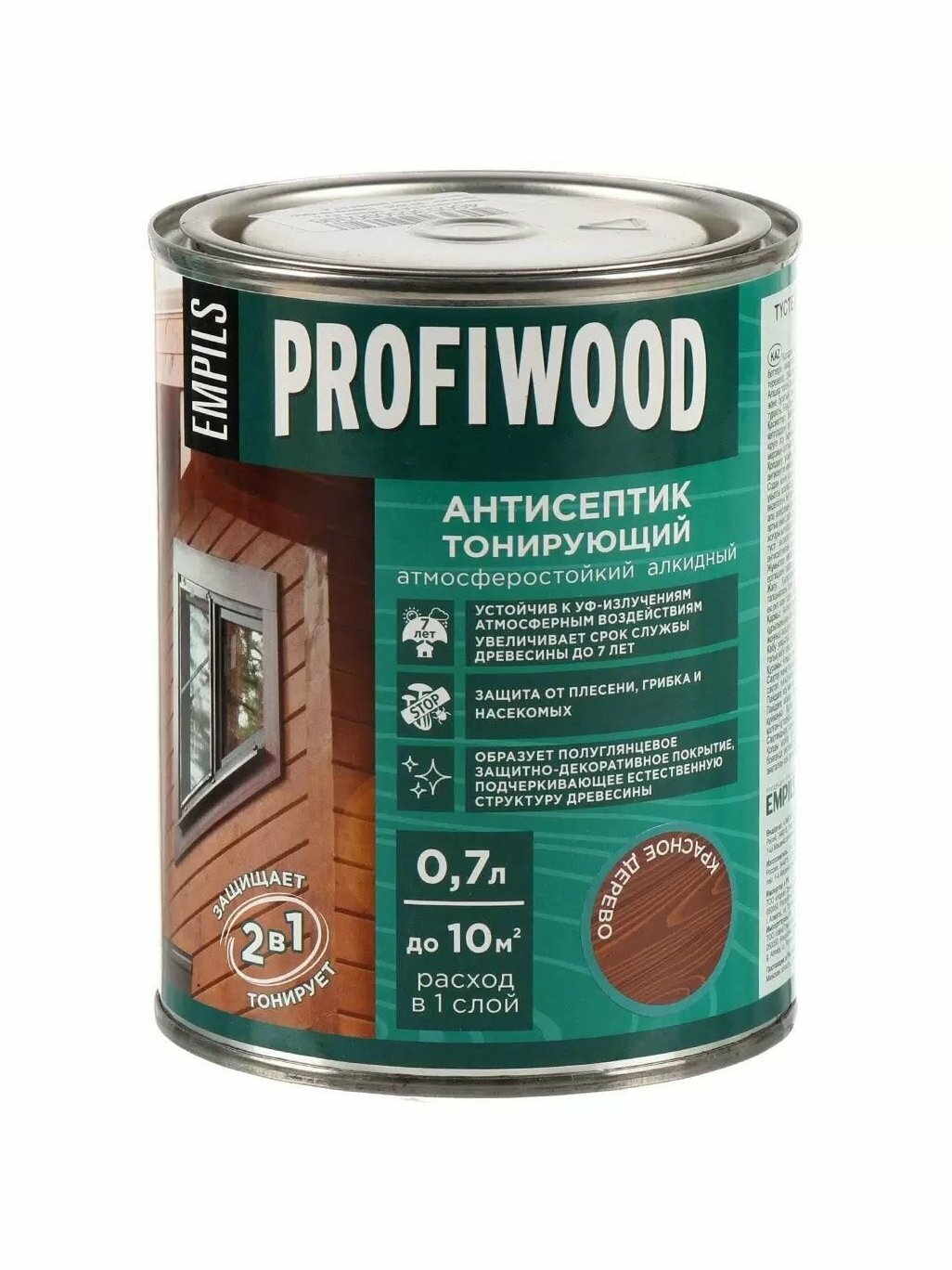 Антисептик Profiwood для дерева, тонирующий, красное дерево, алкидный, 0,6 кг