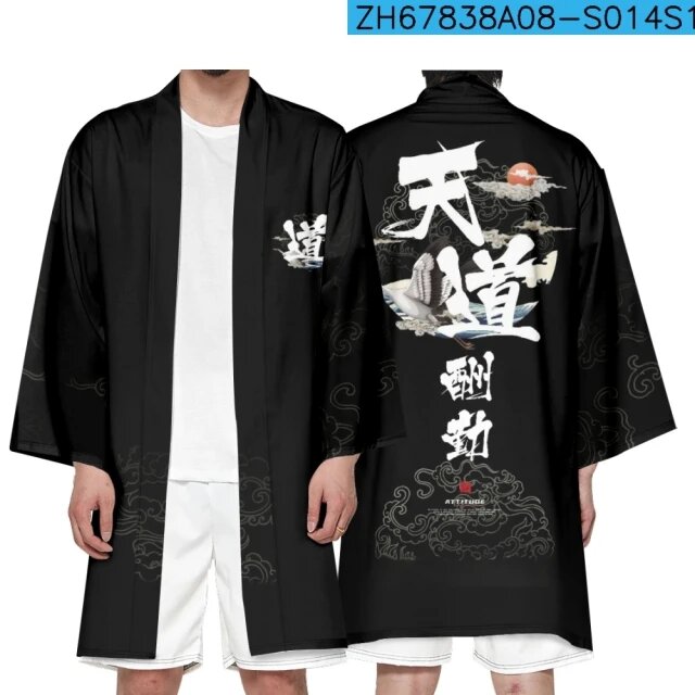 Nifineo японское кимоно полиэстер unisex Черный, L, CHF-651