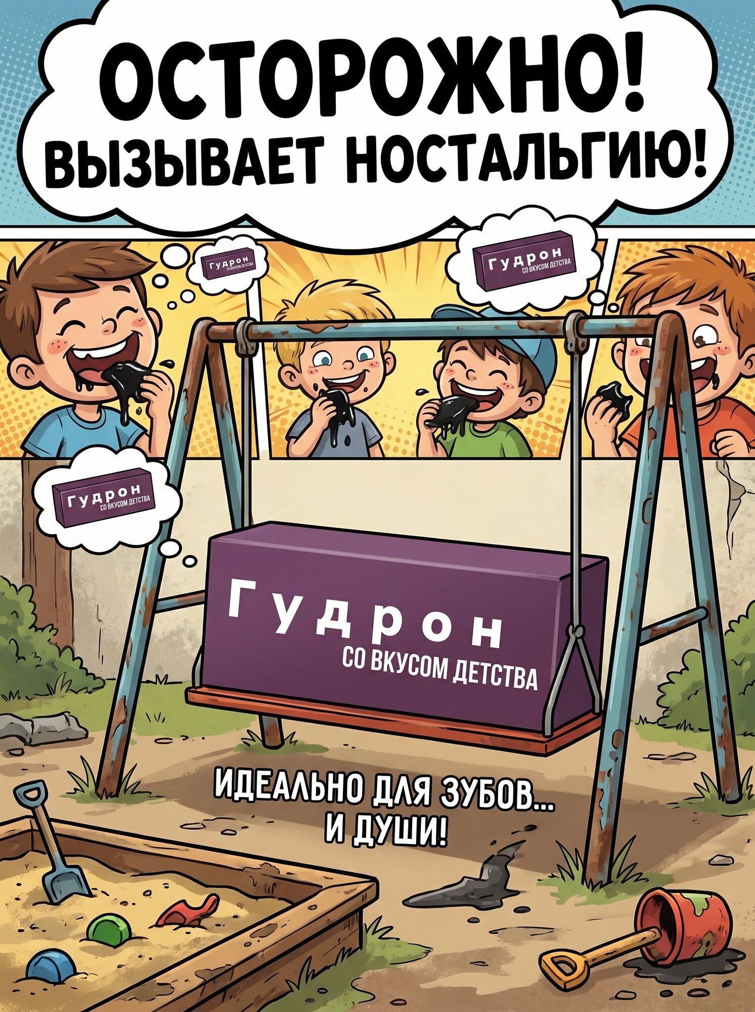 Жвачка шутка гудрон подарок со вкусом детства 50+