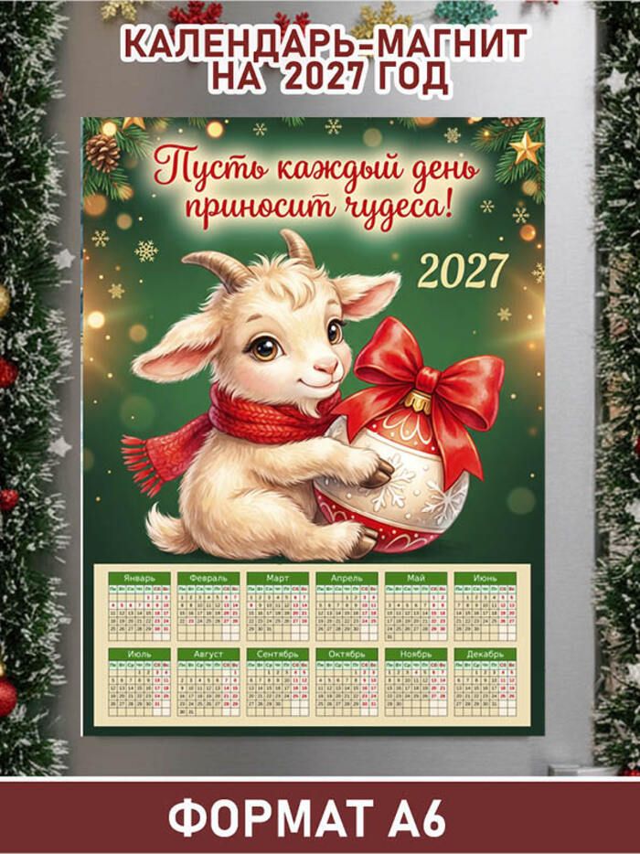 Магнитный календарь 2027 год формат А6