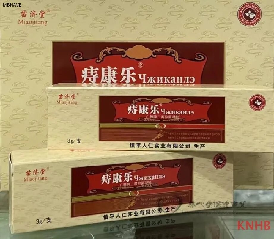 Антибактериальный гель от геморроя Чжиканлэ Miaojitang, 5 шт. x 3 г