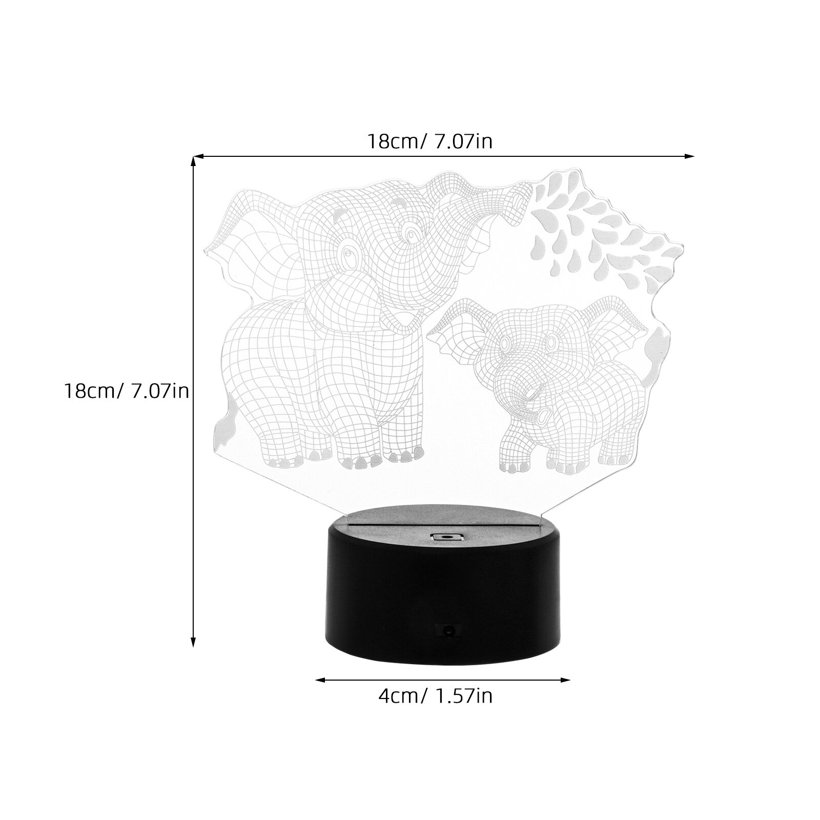 Светодиодная Подсветка 3D Слона На Столике Из Высококачественного Пластика 18X18Cm