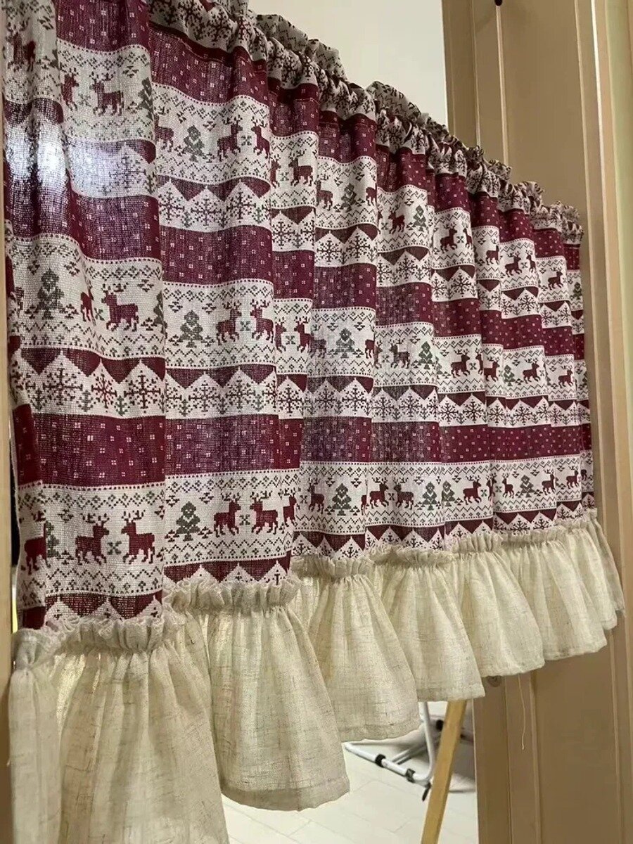 Штора гардина 70х90 см, красная, без крепления, 2 шт, Cotton Peach