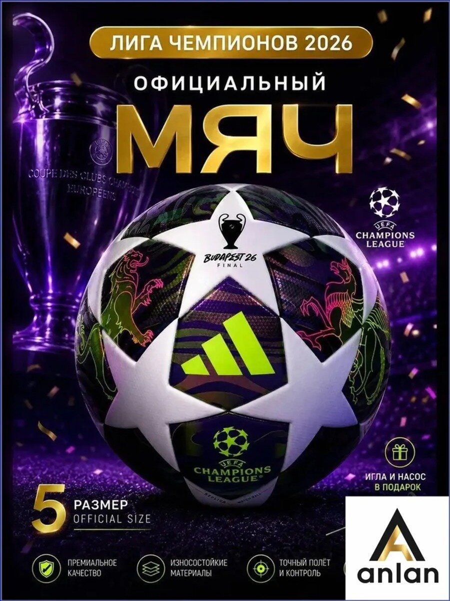 Footballisimo Мяч футбольный, 5 размер, фиолетовый, Цвет фиолет2