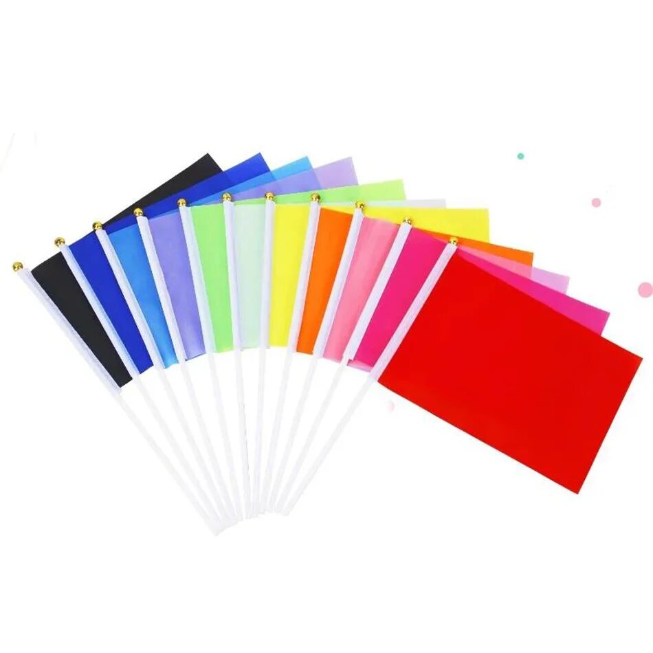 (SKY FLAG) Миниатюрный однотонный флажок для размахивания в руках, 14*21 см, желтый, синий, черный, зеленый, белый, красный, однотонный флажок для размахивания в руках для вечеринок — фото 1