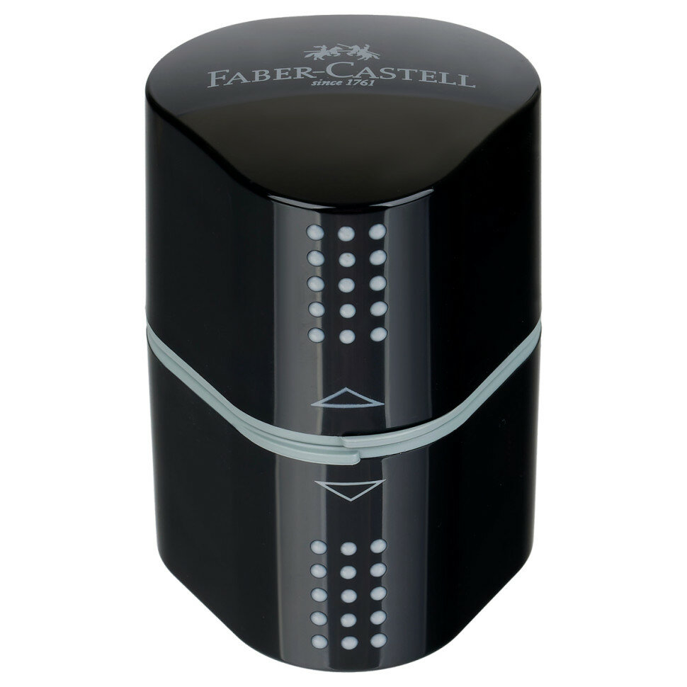 Точилка пластиковая Faber-Castell "Trio Grip 2001" 3 отверстия, 2 контейнера, черная, 386616
