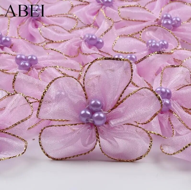 Искусственные цветочные головки из органзы ABEI, 30 шт.