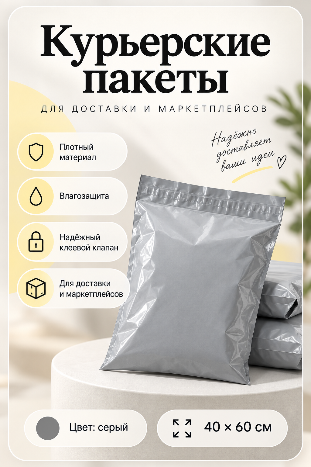 Курьерский почтовый пакет для маркетплейсов и посылок, 40х60см, без кармана - 35 штук