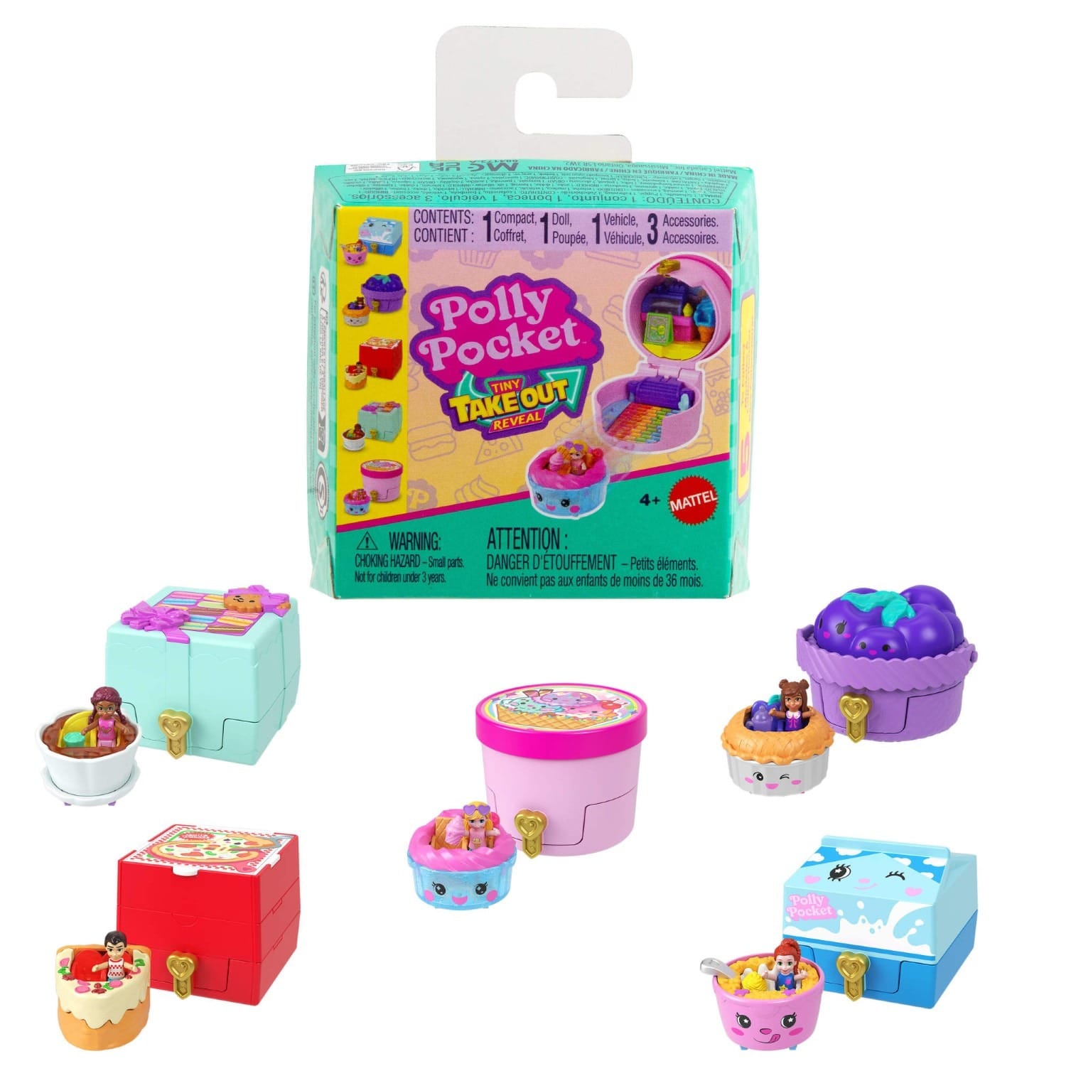 Сюжетно-ролевая игрушка Polly Pocket "Закуски-сюрпризы" маленький компактный набор, 1 шт