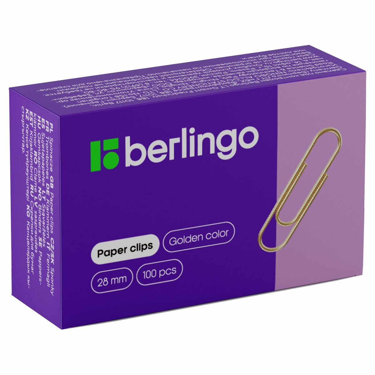 Скрепки Berlingo (28мм, металлические, овальные, золотистые) 100шт. (BK2516), 10 уп.