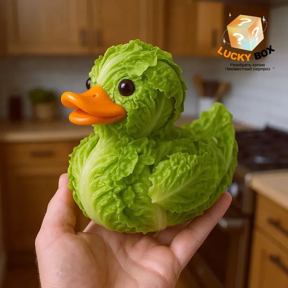 Фигурка декоративная Утка с капустой, смола