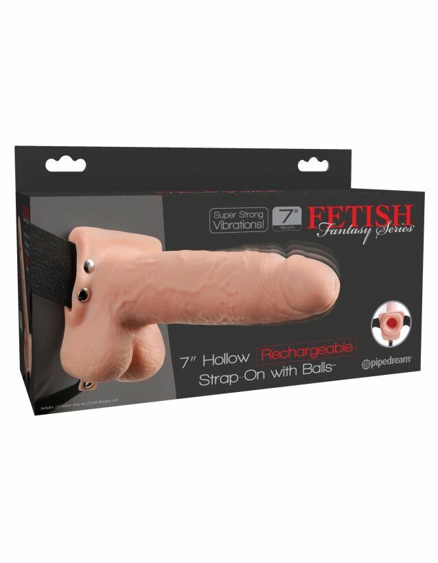 Перезаряжаемый универсальный полый вибрострапон Fetish Fantasy 7 Hollow Rechargeable Strap-on with B