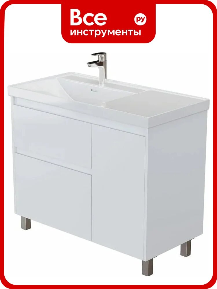 Тумба Aquanet Nova Lite 2.0 90 L напольная цв. белый глянец (346339) 00346339