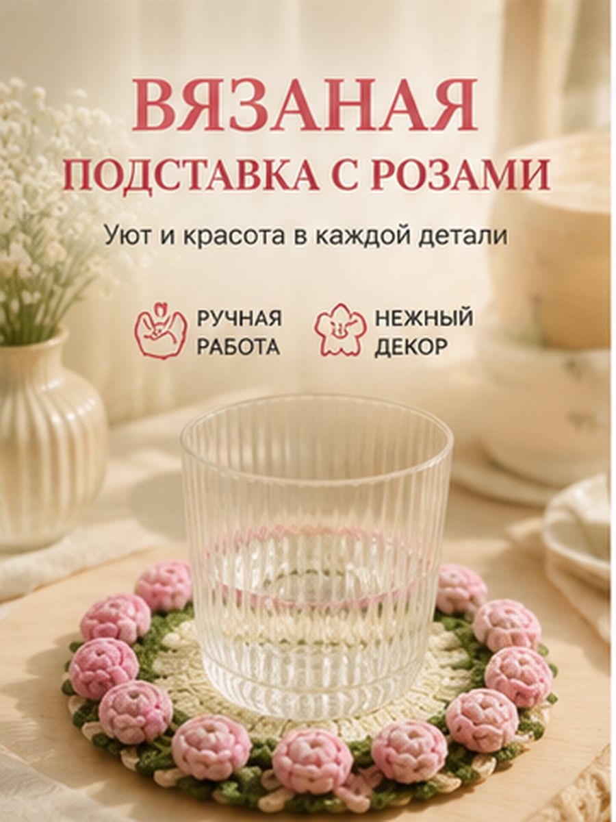 Салфетка сервировочная 15x15 см 1 шт махровая ткань светло-розовый