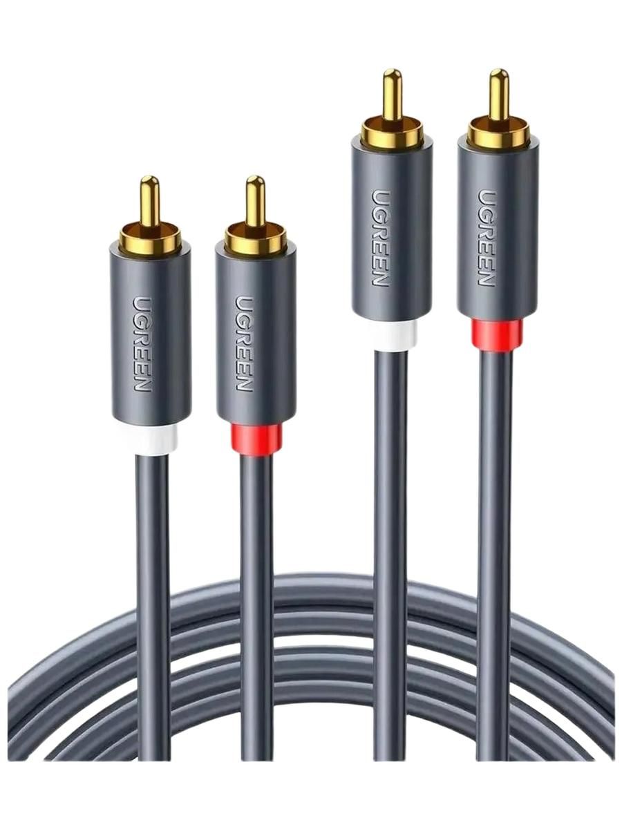 Кабель UGREEN AV104 (30747) 2RCA Male to 2RCA Male Cable. 1м. черный 30747_