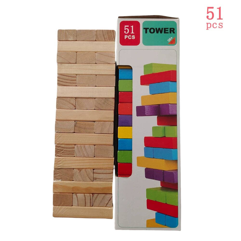 Деревянная игра Jenga с 51 деталью, береза, классическая игра на равновесие для детей, обучающее семейное взаимодействие