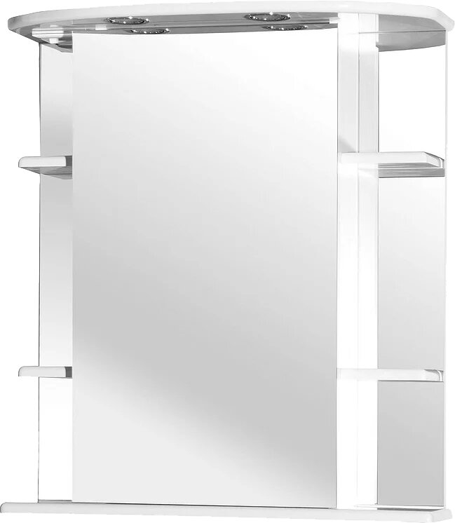 Зеркало-шкаф Misty Магнолия 65 R с подсветкой, с боковыми полками, 65 см, с розеткой, белое, зеркало настенное в ванную