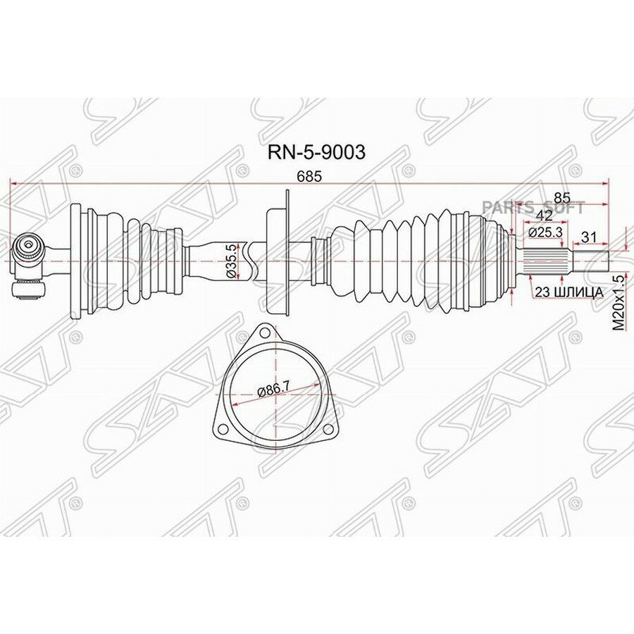 Привод в сборе LADA Largus 12-21 / Nissan Almera 12-19 (Спереди/ Слева) от официального дистрибьютора, SAT, артикул RN59003