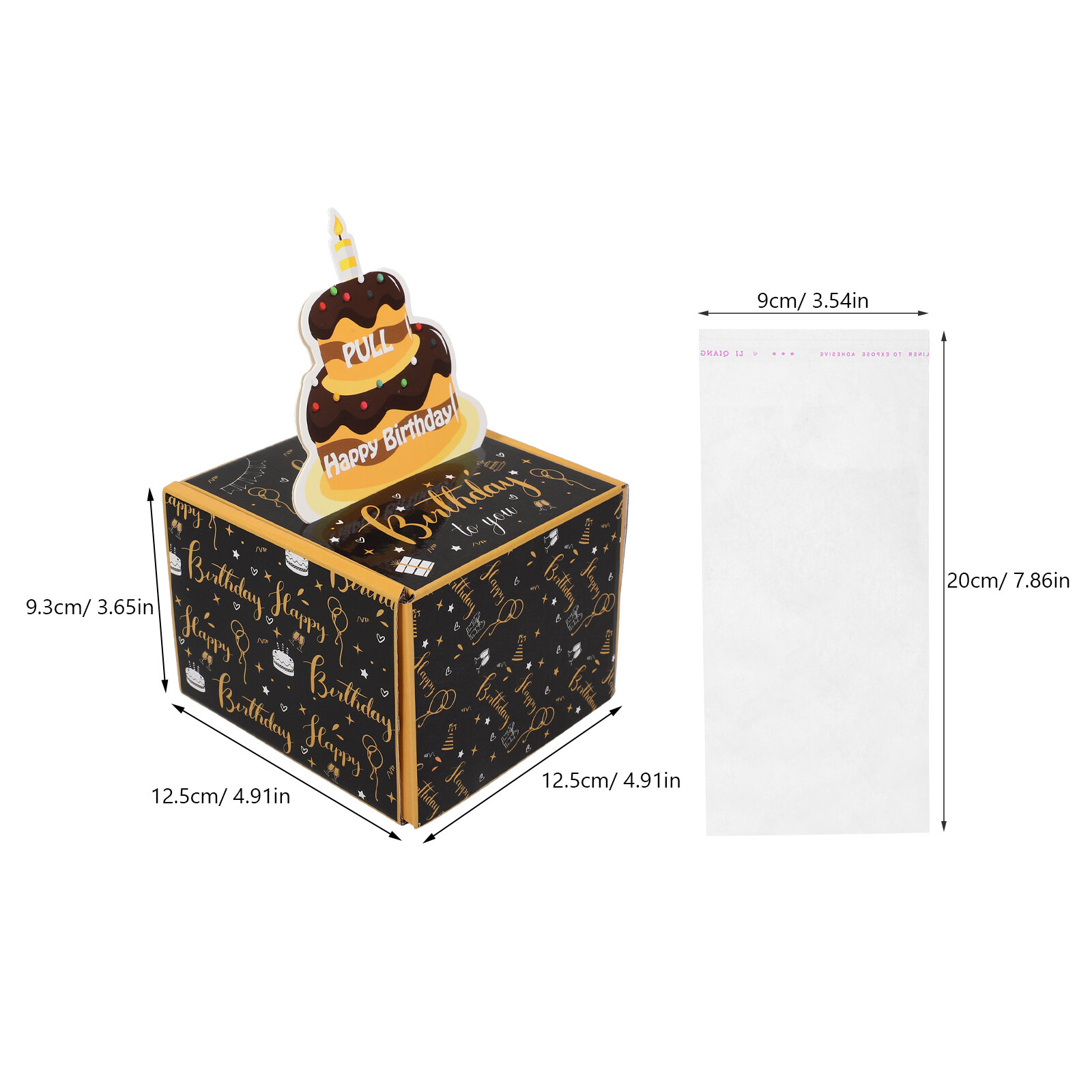 Набор Для Подарка С Днем Рождения 1 Шт Черный Размер 12.50X12.50X9.30Cm