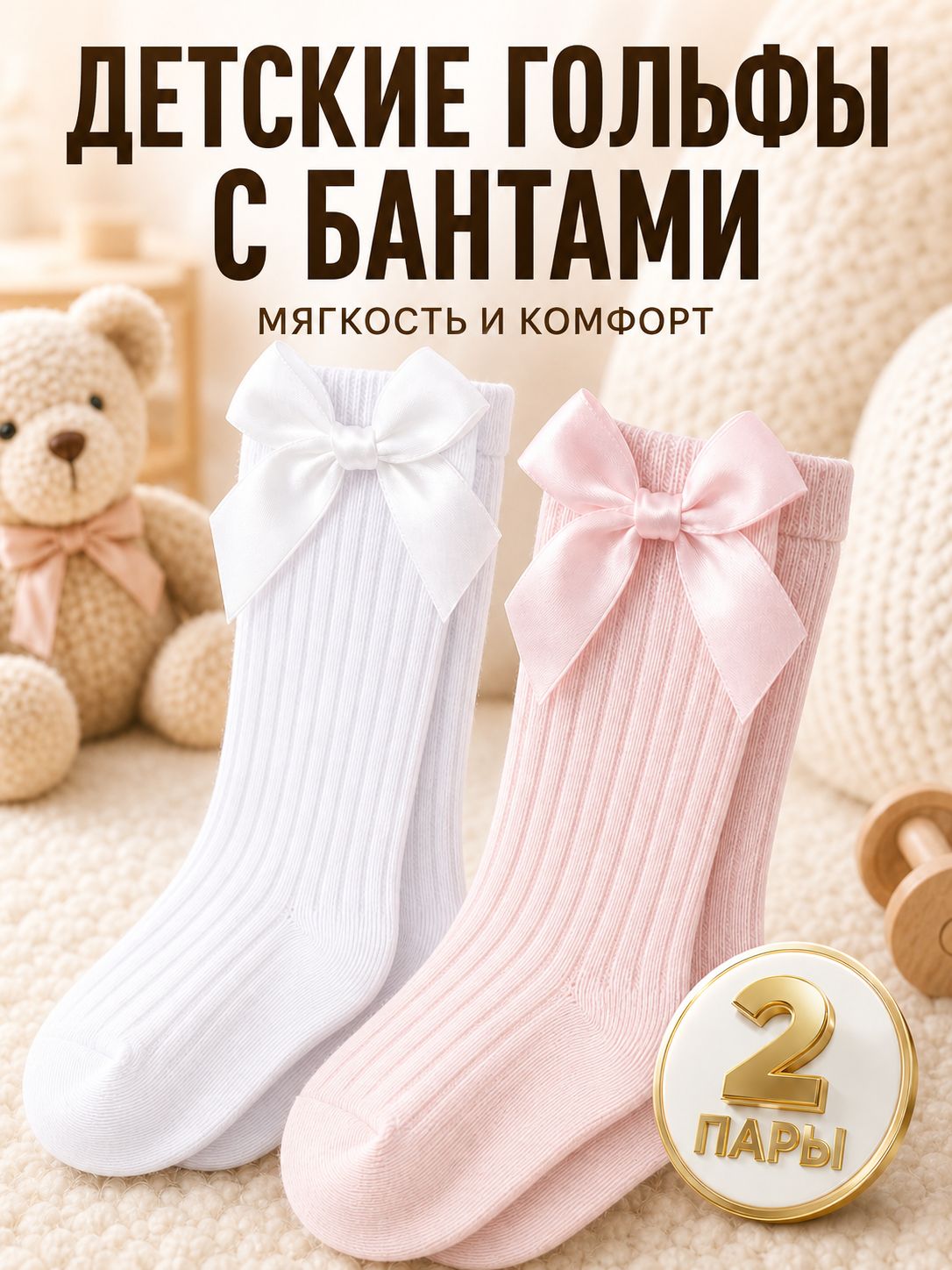 Гольфы для девочек, 2 пары