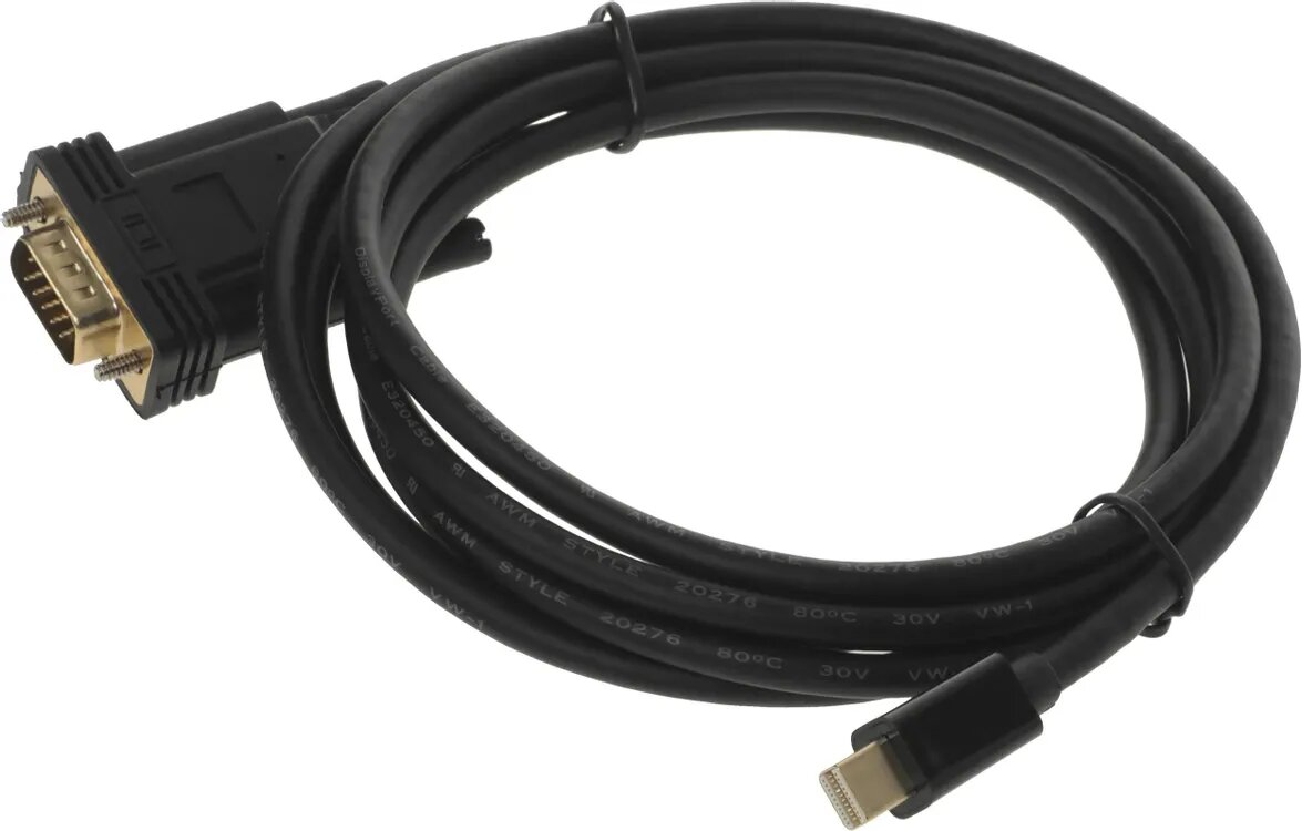 Кабель-переходник видео 1.1v, miniDisplayport (m) - VGA (m), ver 1.1, 2м, черный