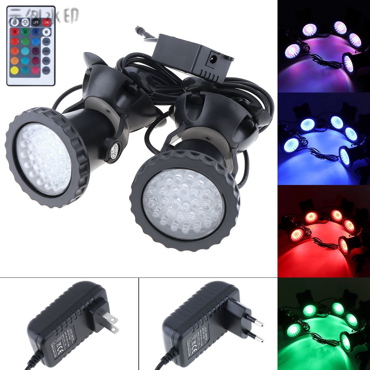 2 шт. меняющий цвет подводный прожектор IP68 RGB доступен для украшения пруда/сада