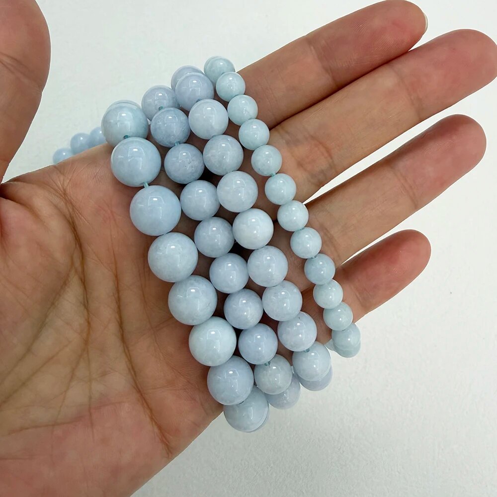 Бусины аквамарин, 6-10 мм, Light Aquamarine