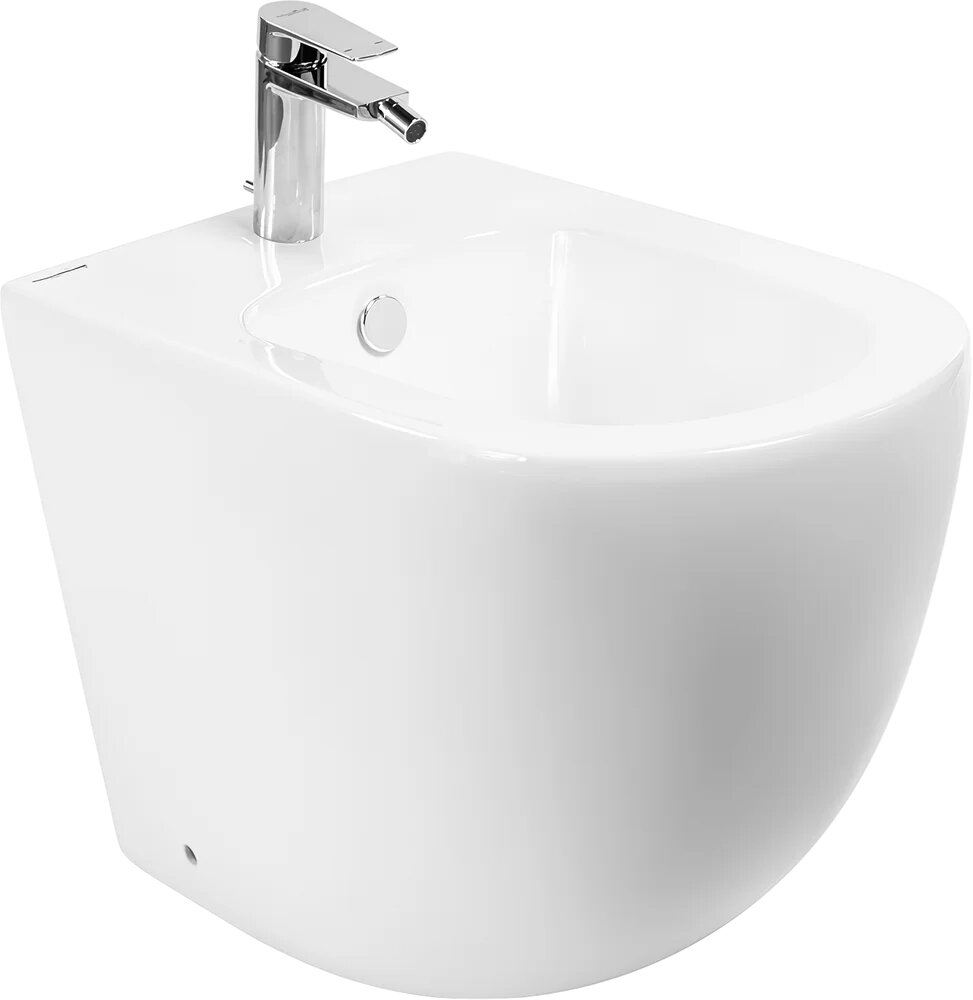 Биде напольное BelBagno Sfera-r BB2141B белое, глянцевое, фаянс, овальное, со встроенным сливом-переливом