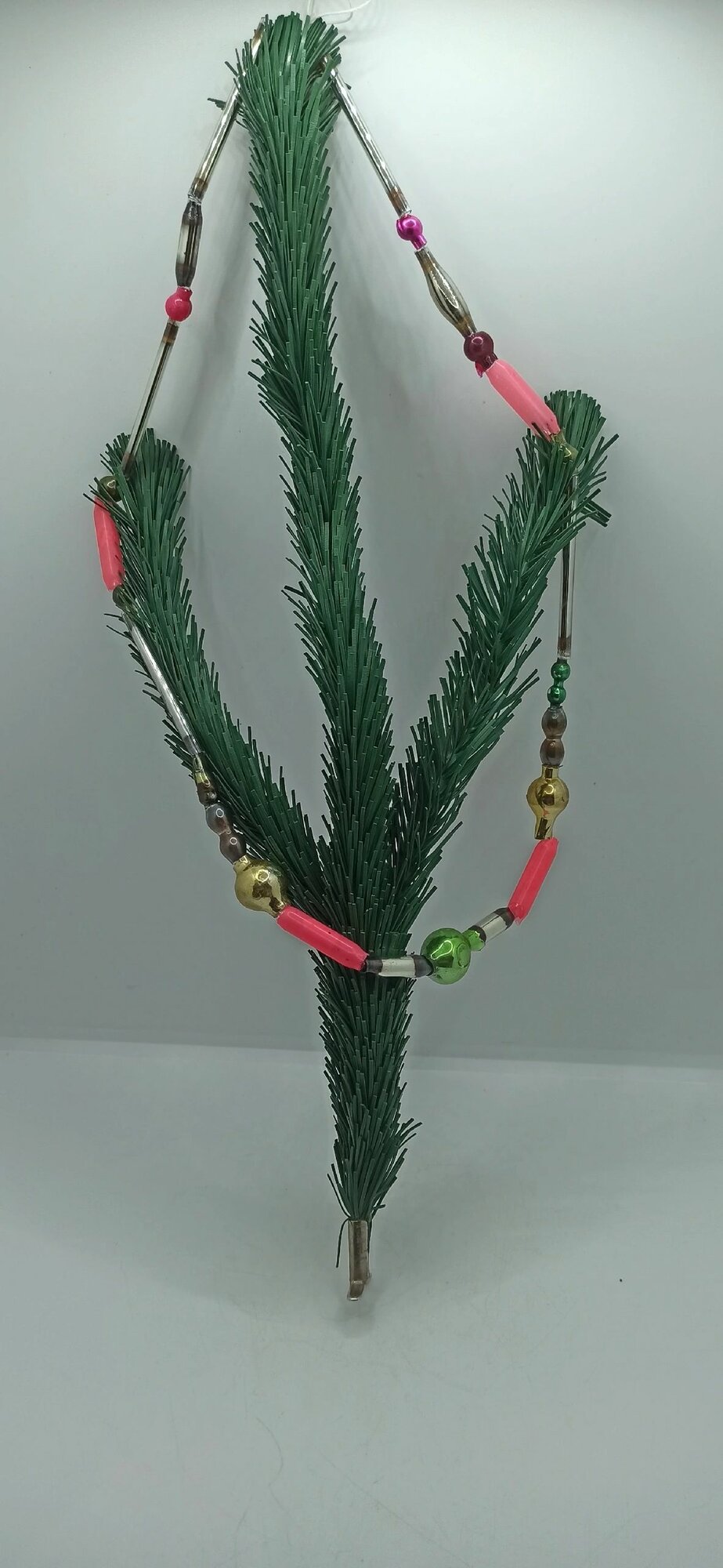 Винтажные советские елочные бусы из стекляруса, СССР, 75-80 см, ф48
