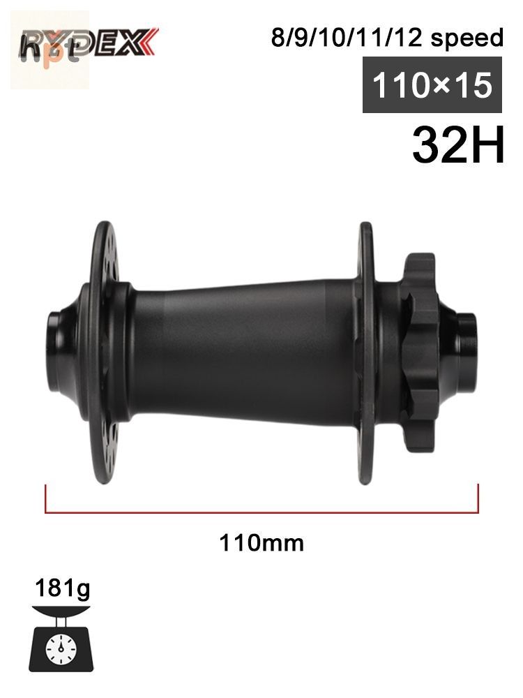 Втулка передняя для велосипеда 32H,110x15mm,6-, J - изогнутые, Подходит горных