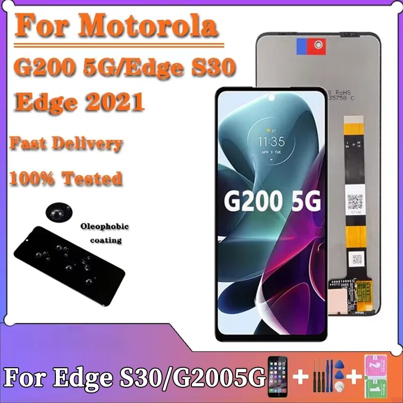 6,8-дюймовый экран для Motorola Moto G200 5G, ЖК-дисплей G200, сенсорный экран, дигитайзер для Moto Edge S30, дисплей Edge (2021) с инструментами