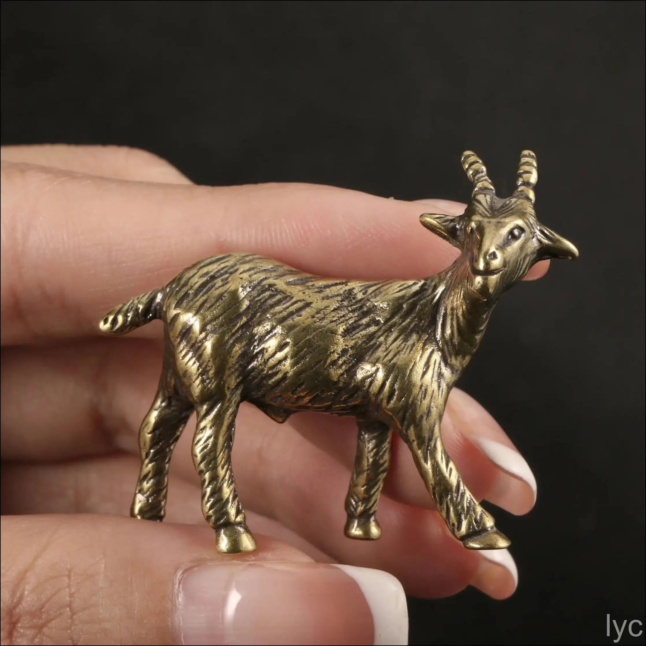 Эксклюзивная миниатюрная бронзовая фигурка козла в винтажном стиле, деревенский интерьерный декор для стола