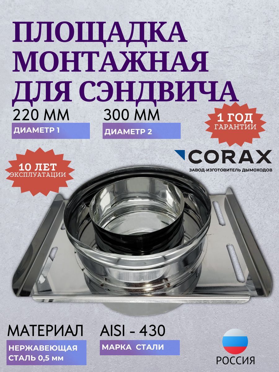 Площадка монтажная для сэндвича Ф 220х300 (430/0,5х0,5) CORAX