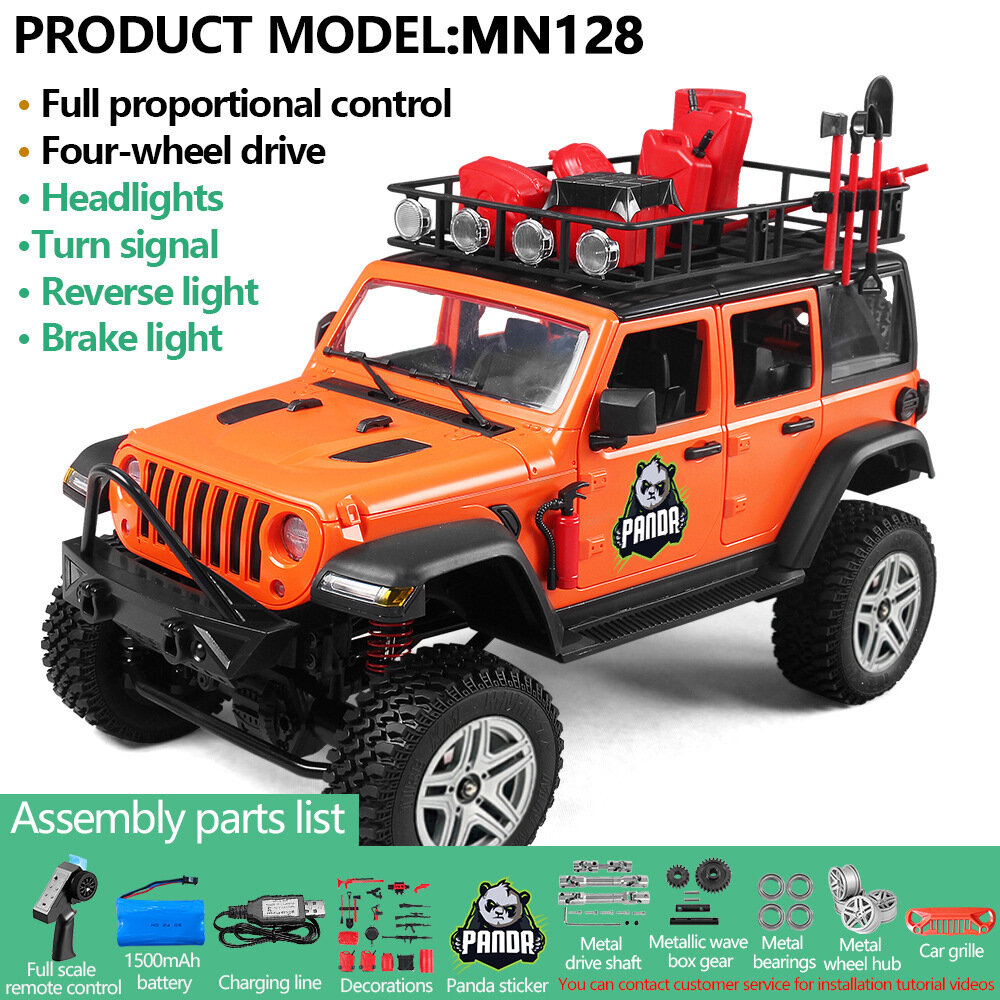 Модель внедорожника Jeep Wrangler MN128 в масштабе 1:12, версия Panda Edition, радиоуправляемая, полноразмерный 4WD