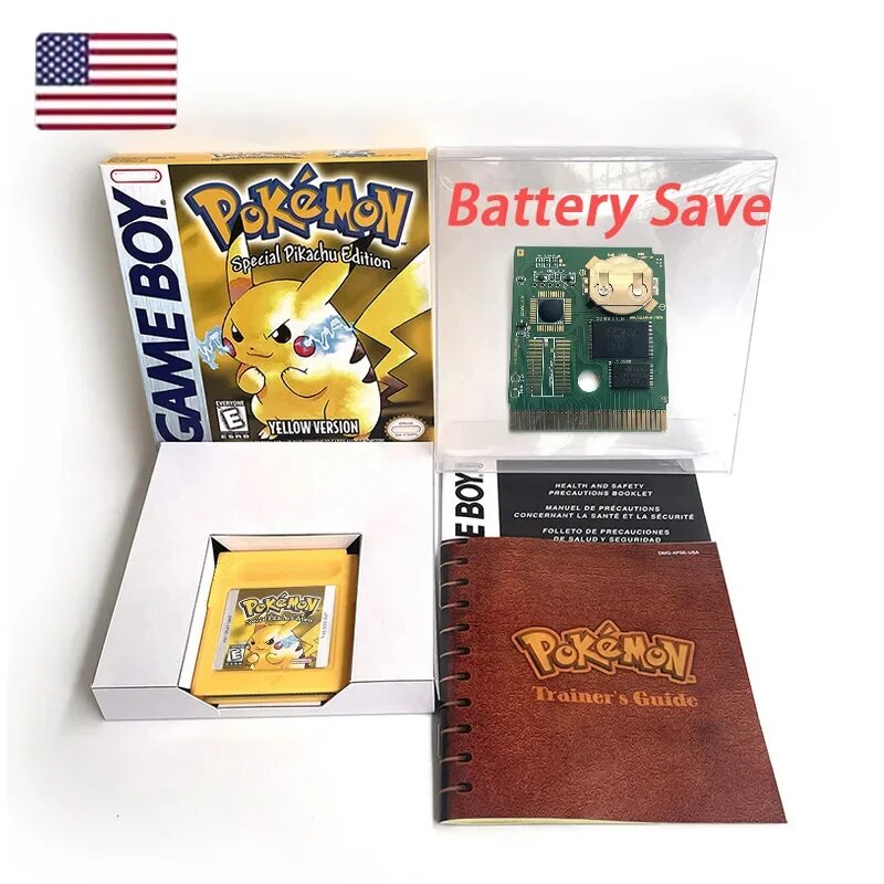 Keeppley GBC Battery Save карта для Pokemon Gold/Silver/Crystal/Red/Blue/Green/Yellow USA yellow set