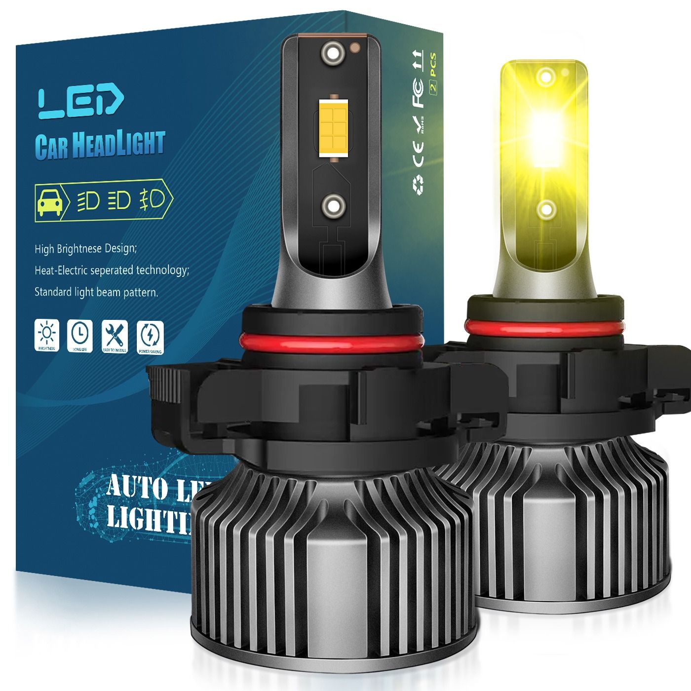 12V 50W 3000K, светодиодные лампы для передних фар, подходят для H1 H11 H10 H8 H9 H16 HB4 HB3 H3 H27 H7 9005 9006 880 881 5202