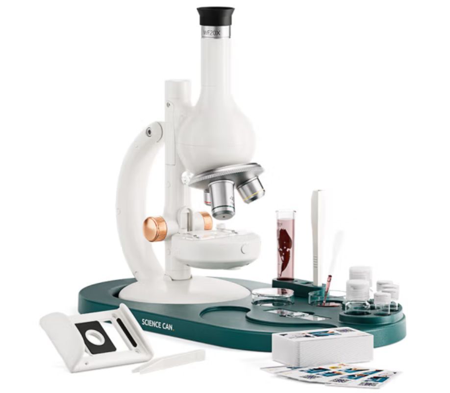 Вертикальный студенческий микроскоп Science can Vertical student high magnification microscope 40X-1600X, Белый