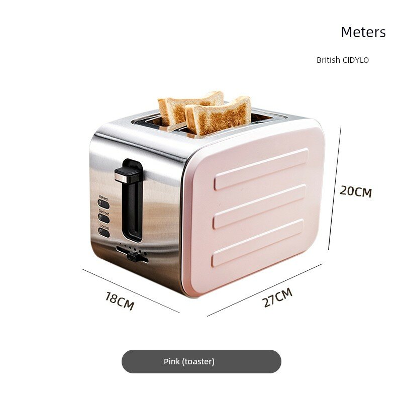 Тостер CiDylo розовый 2-х ломтиковый электрический 900W 304 нержавеющая сталь хлеб