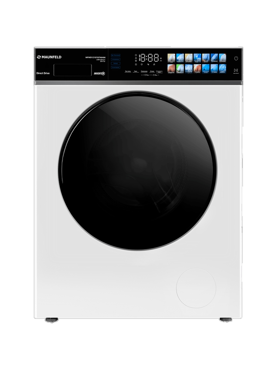 Стиральная машина Maunfeld MFWD12107ISTWH06 кл: A фронтальная, макс. загрузка:10кг (с сушкой) белый