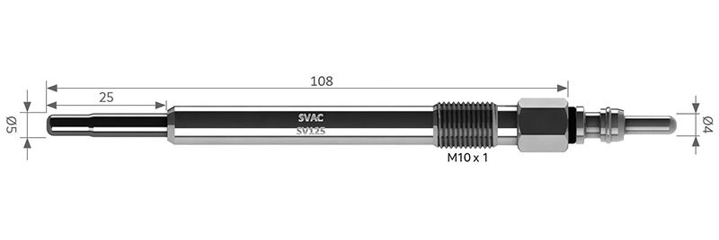 Свеча накаливания chryslervoyager iv (rg, rs): 2.8 crd 5v 68090434aa - SVAC SV125