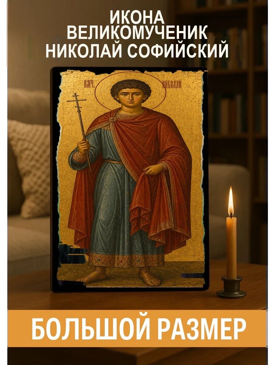Икона Великомученик Николай Софийский, на дереве, 30×40 см, освящённая
