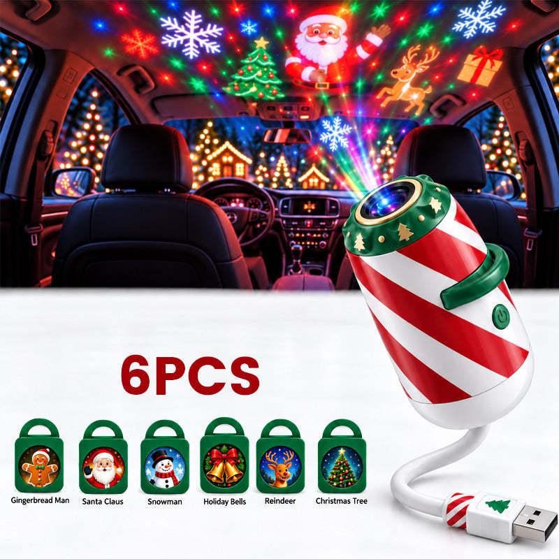 Проектор новогодний USB для авто, 12 слайдов, для потолка