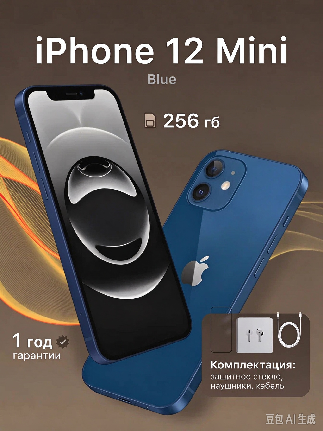 Смартфон Apple iPhone 12 mini, 256 ГБ, 4 ГБ ОЗУ, экран 5,4″ OLED, 60 Гц, камера 12 МП, синий